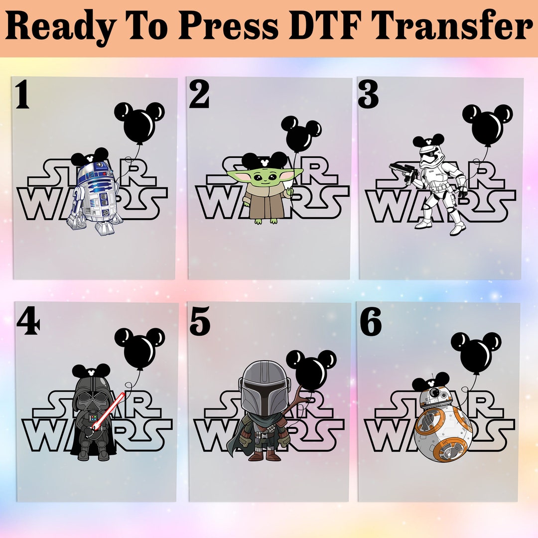 Star Wars Character Ready to Press Dtf Transfer, Star Wars Gift , Star ...