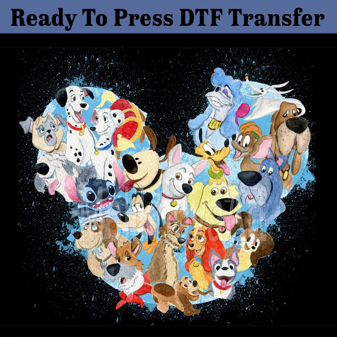 Disney Mickey Head With Dogs DTF, Dog Lover Ready to Press,disney Dtf ...