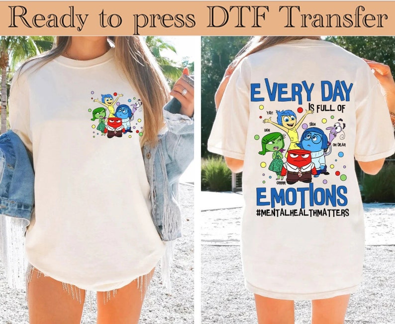 Disney Inside Out Characters Dtf, Anger Sadness Joy Bing Bong Fear Disgust, Disney Family DTF ...