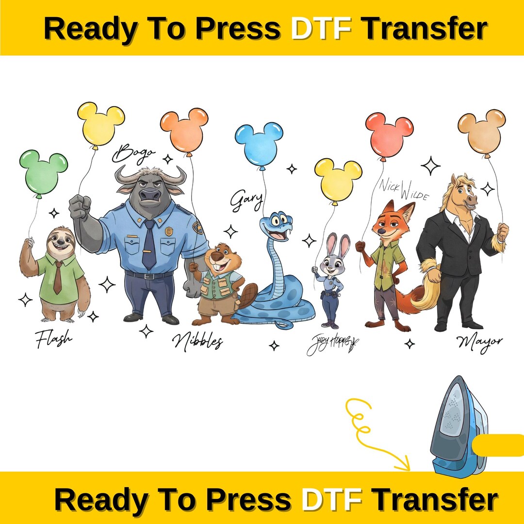 Zootopia Balloons DTF Transfers, Disney Zootopia Dtf, Ready to Press - Etsy