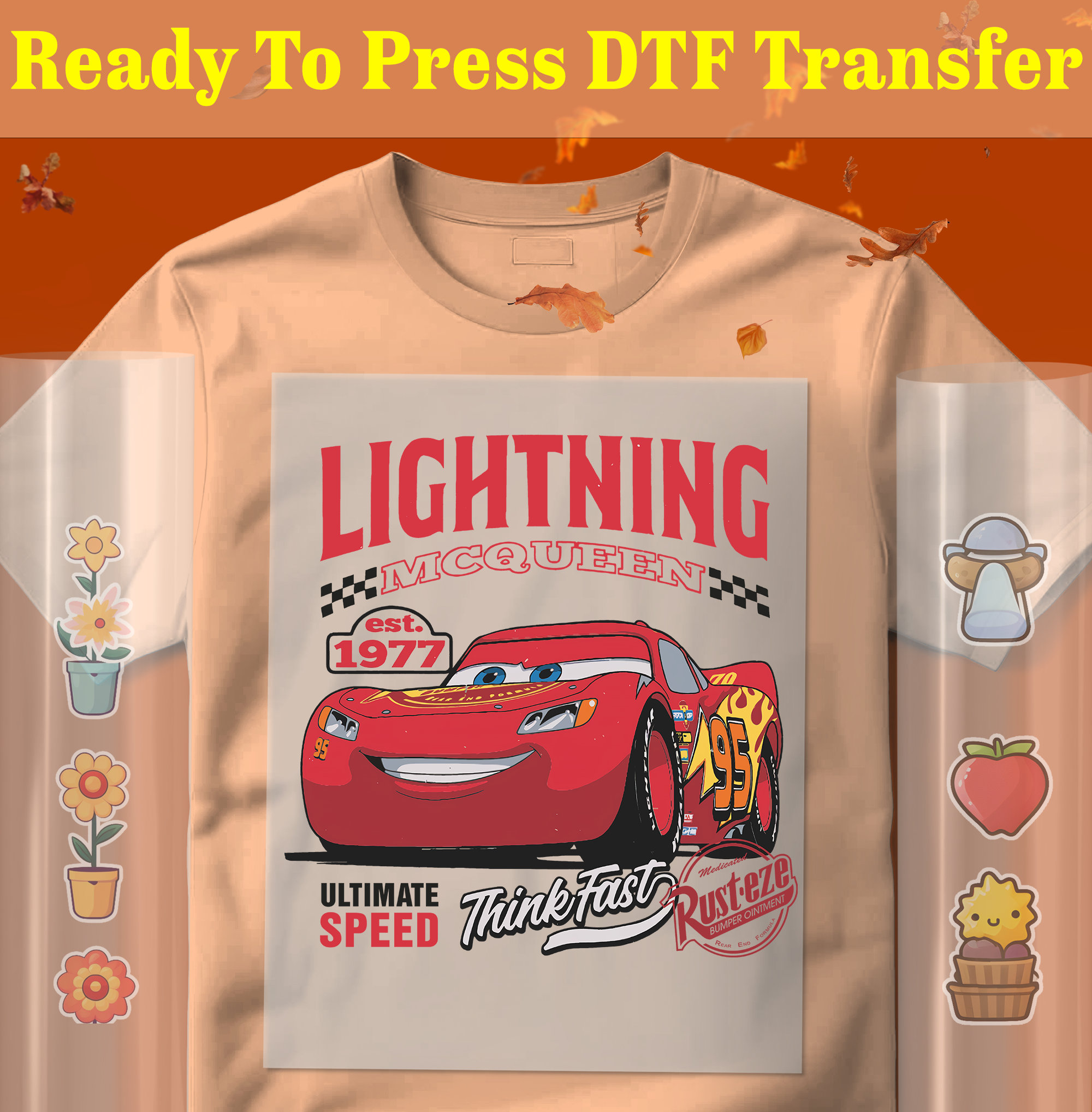 Vintage Lightning Mcqueen Shirt, Lightning Mcqueen Ready to Press, Disney Cars Shirt, Car Pixar ...