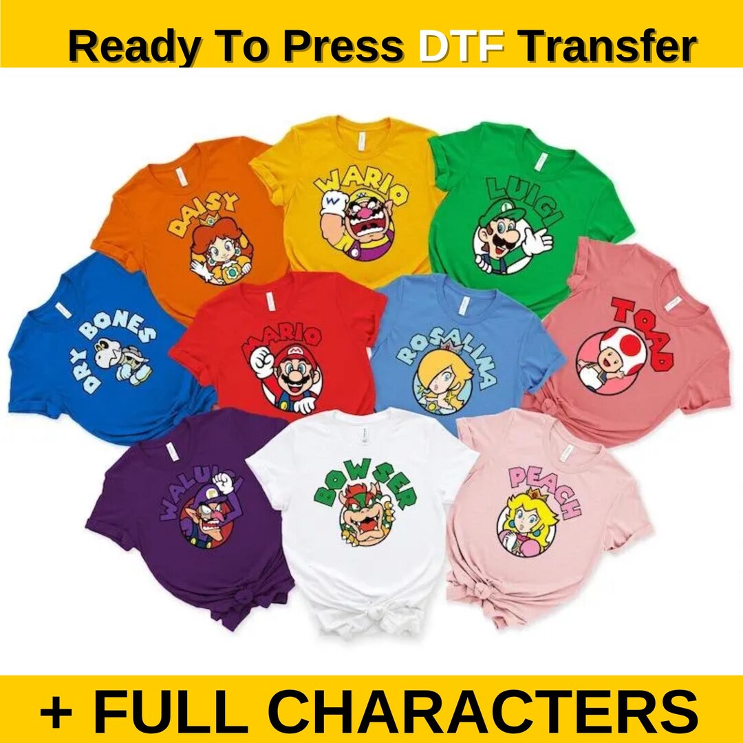Super Mario Custom DTF Transfer : Mario Characters Gaming Dtf, Ready to ...