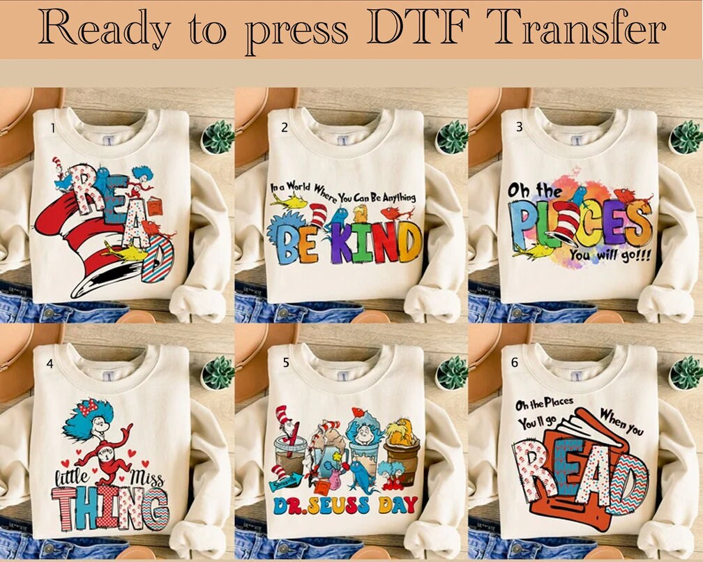 Dr. Seuss DTF Transfer: Checkered Designs, Read Across America (ready ...