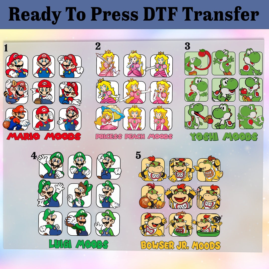Modes of Super Mario and Friends Characters DTF Transfer,mario Party ...