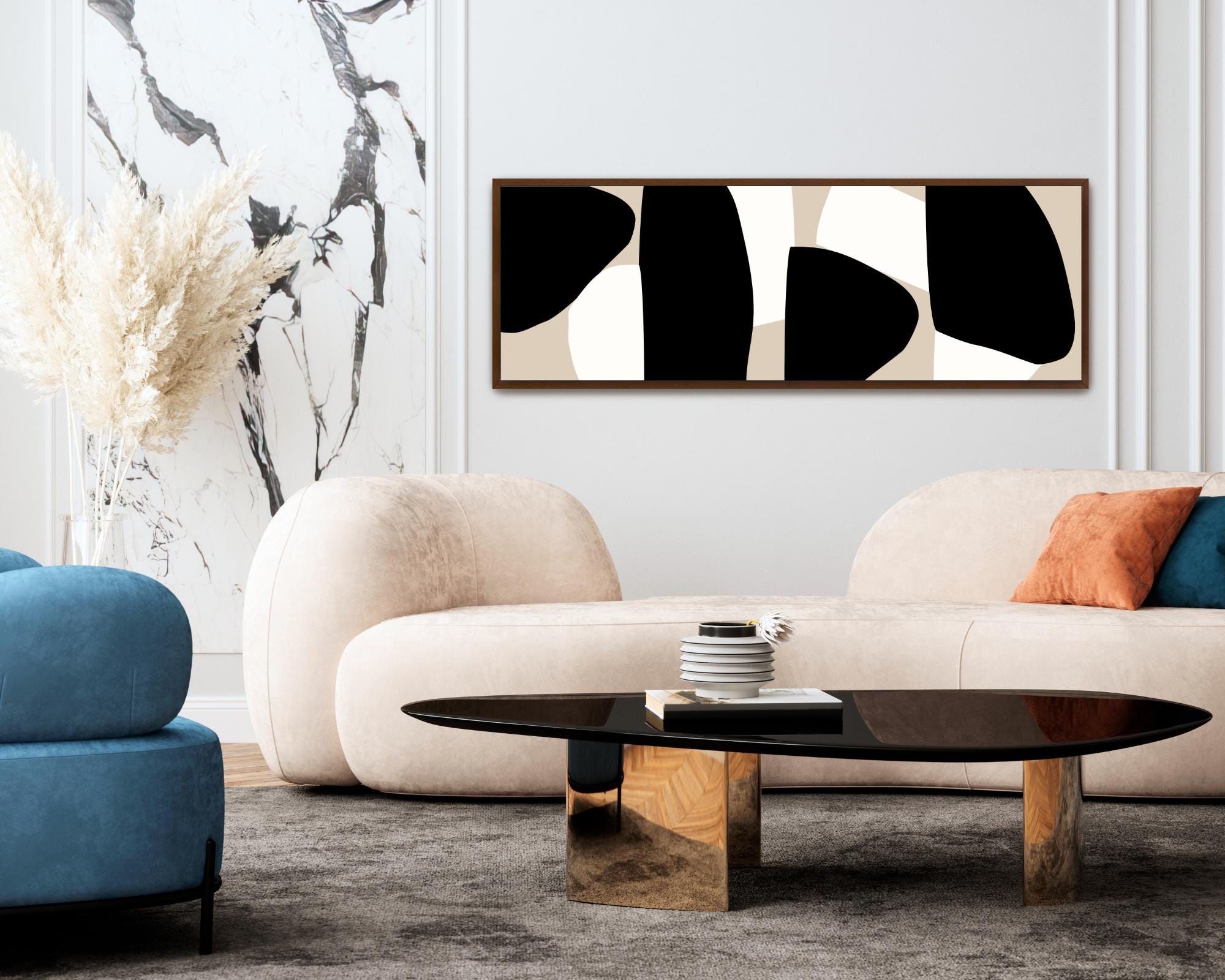 Modern Abstract Wall Art Large Framed Canvas Art Long Narrow Wall Art ...