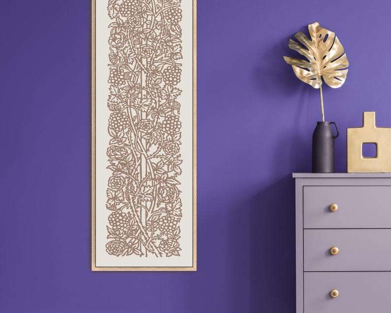 William Morris Framed Canvas Art, Abstract Botanical Print, Long ...