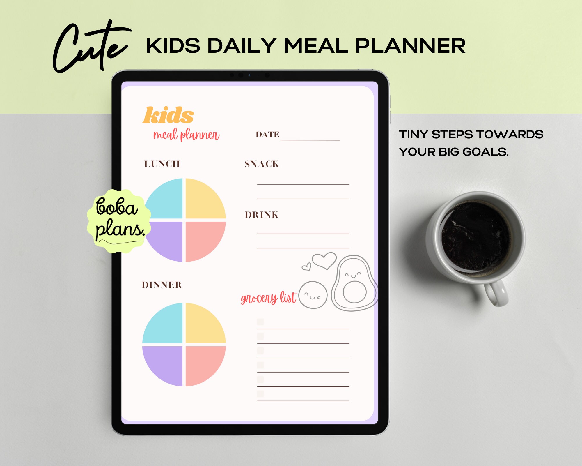 Cute Kids Meal Planner Instant Download, Food Diary, Daily Food Journal ...
