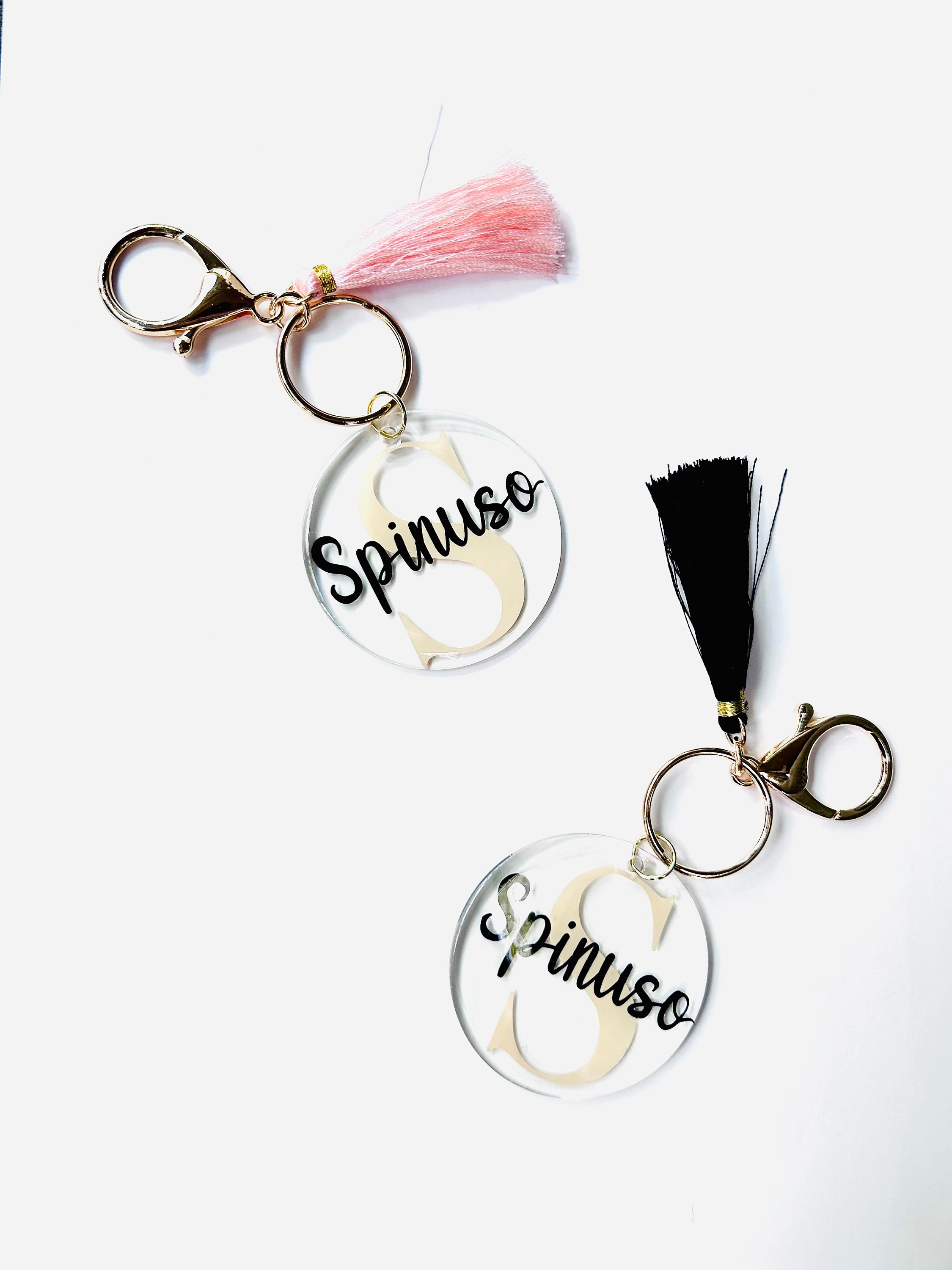 Acrylic Key Chain Name and Initial Keychain Personalized Keychain ...
