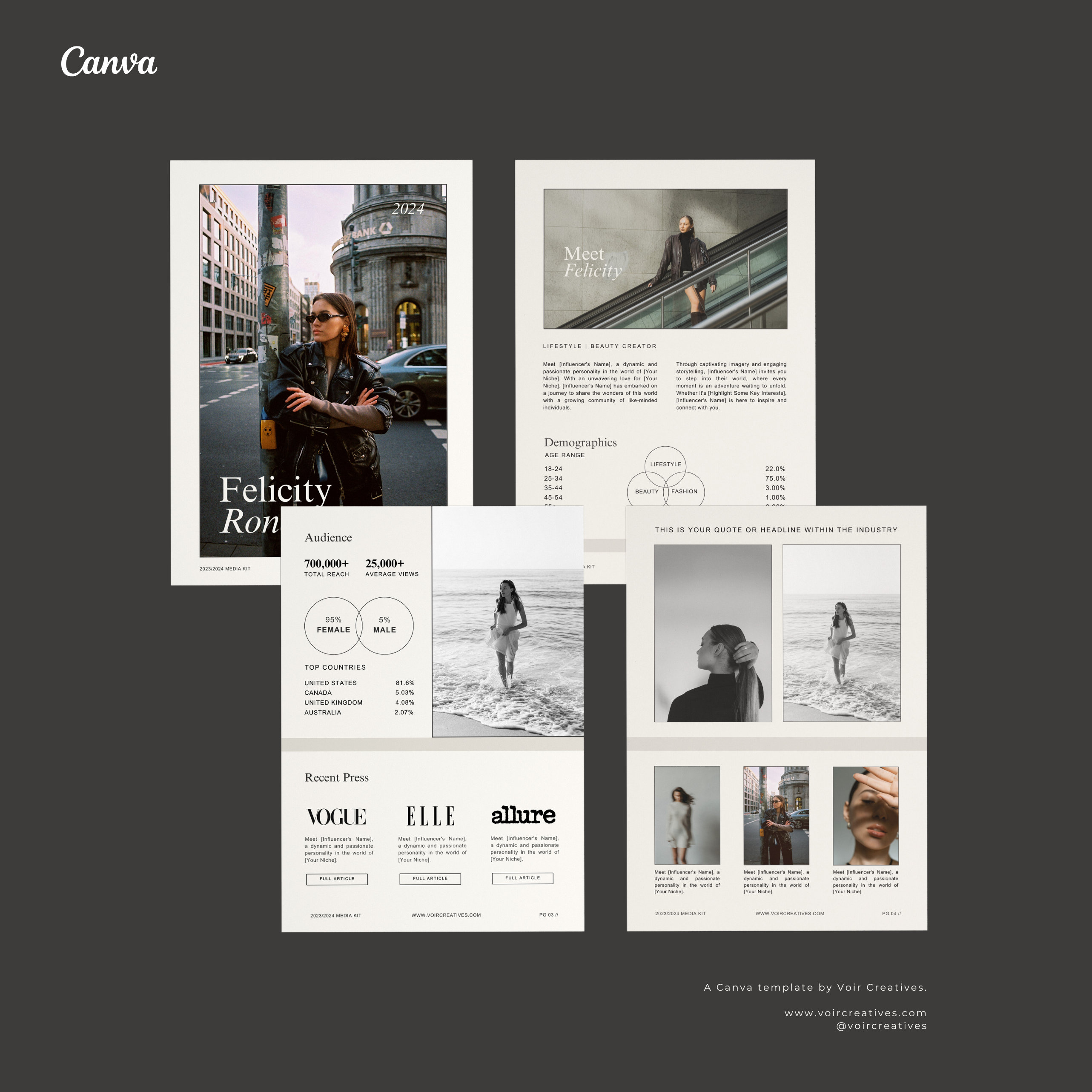 Media Kit Template | Facebook Tiktok Instagram | Influencer Media Kit ...