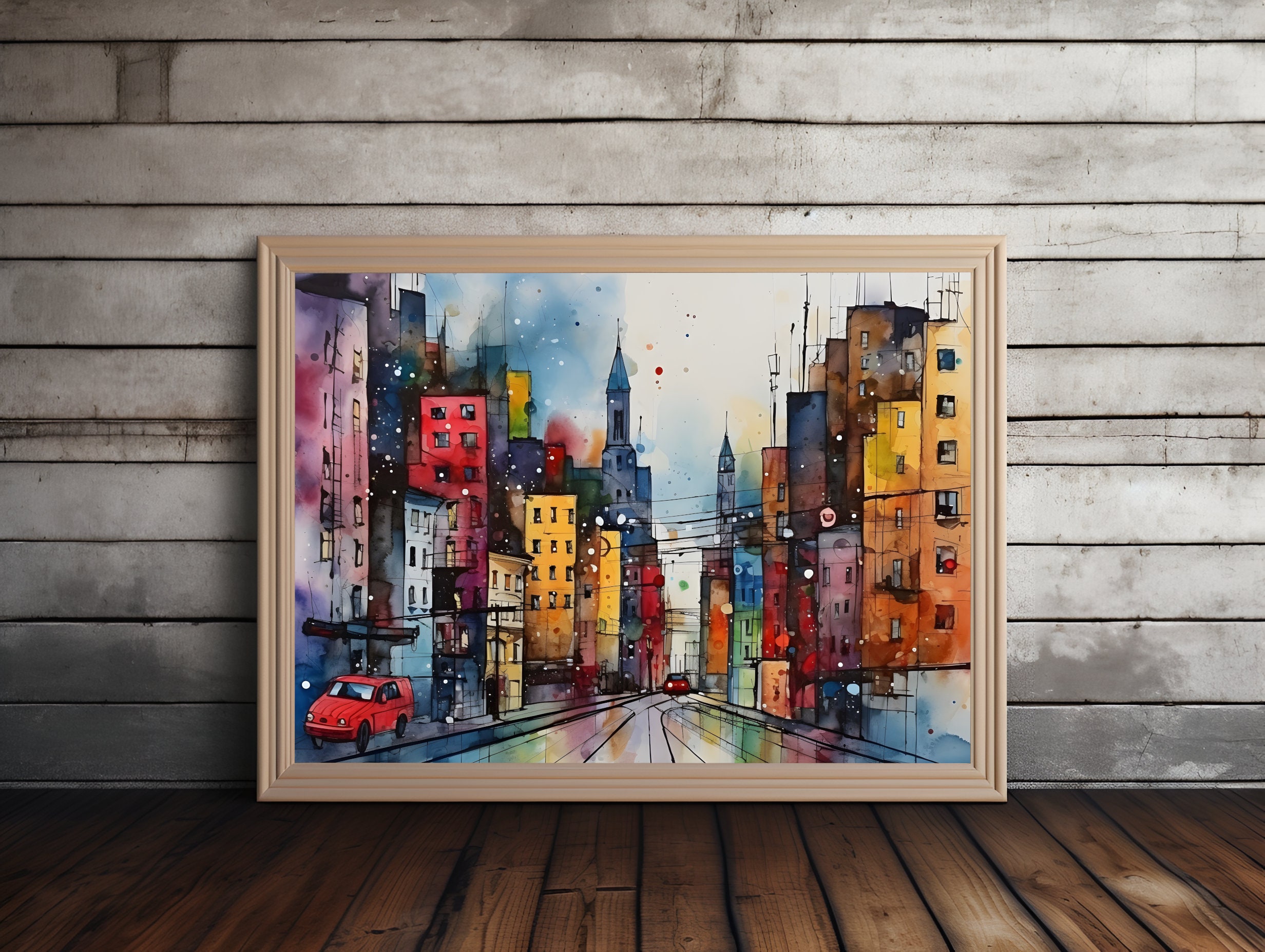 Abstract City Street Watercolor Painting Digital Downloadable Print ...