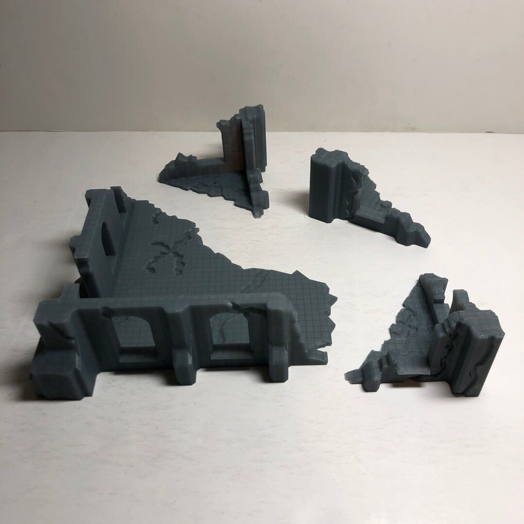 Paintable Destroyed Building Scenery for Miniature Tabletop War Game ...