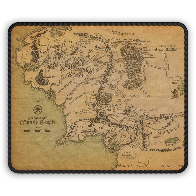 Lord of the Rings Map of Middle Earth Gaming Mouse Pad 9 X 7 - Etsy ...