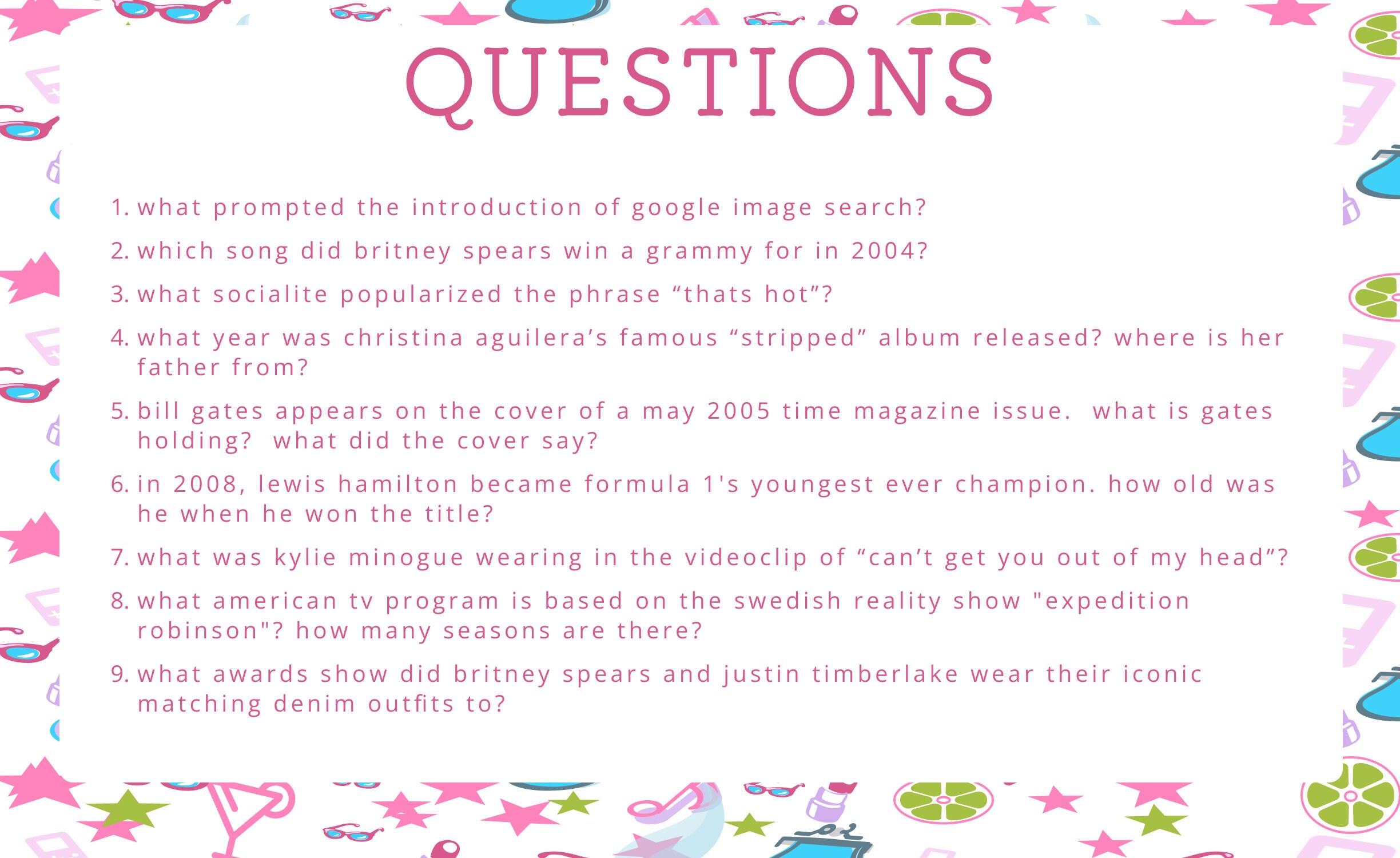Printable Trivia 2000's Game 30 Y2K Questions for You and the Girls to ...