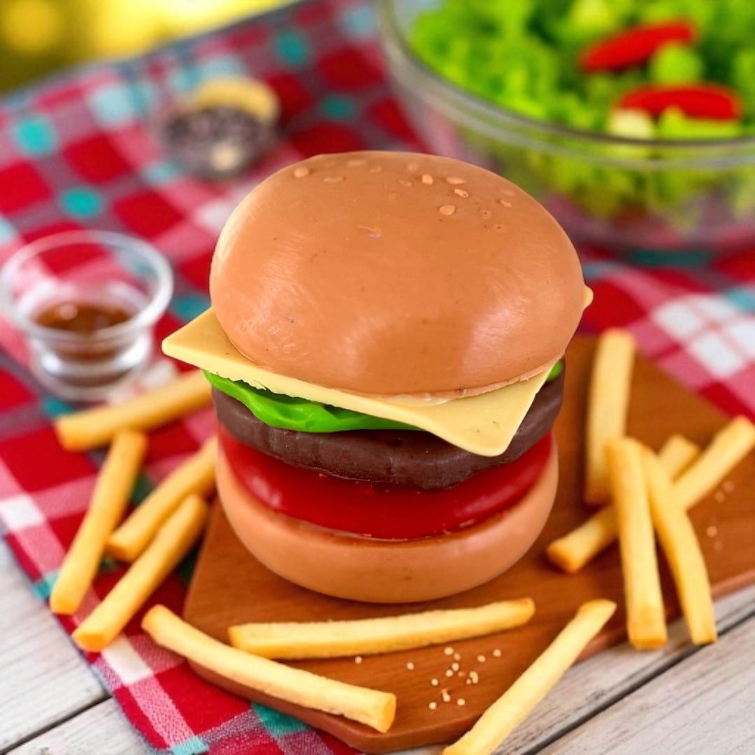 Cheeseburger and Fries Soap Handmade Realistic Quirky Surprise Fun Gag ...