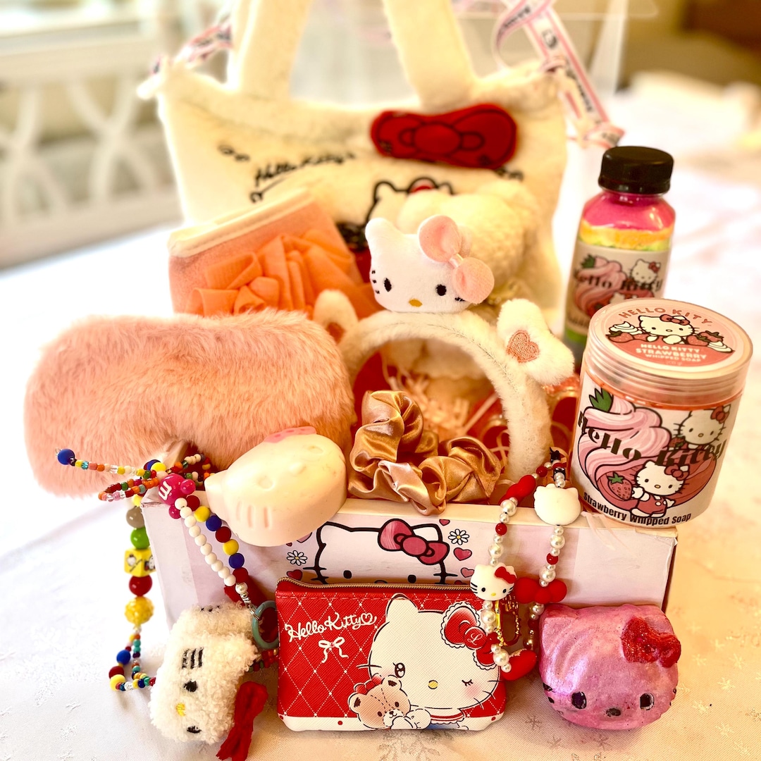 Kawaii Kitty Spa Box- Cute Pamper Gift Set With Strawberry Whipped Soap ...