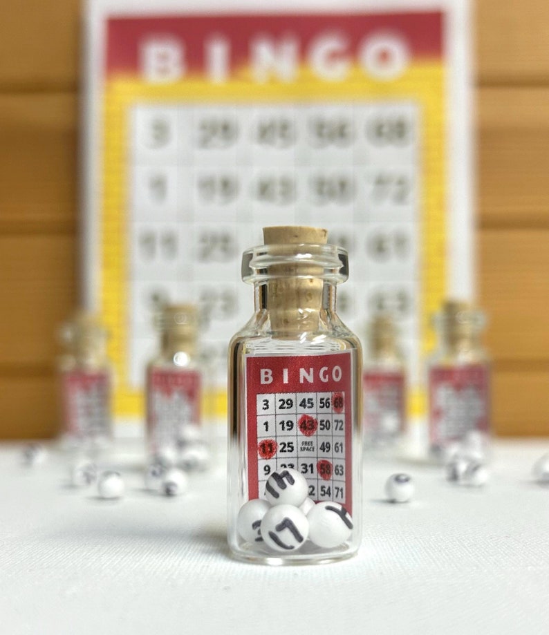 Tiny Bottle With Bingo Sheet and Numbered Balls, Gift or Keepsake ...
