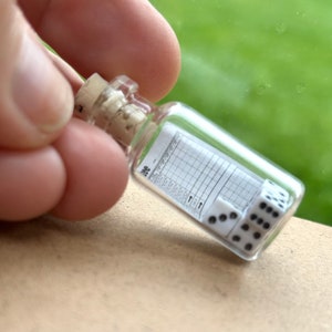 Tiny Bottle With Yahtzee Game Scoresheet and 5 Dice, Gift or Keepsake ...