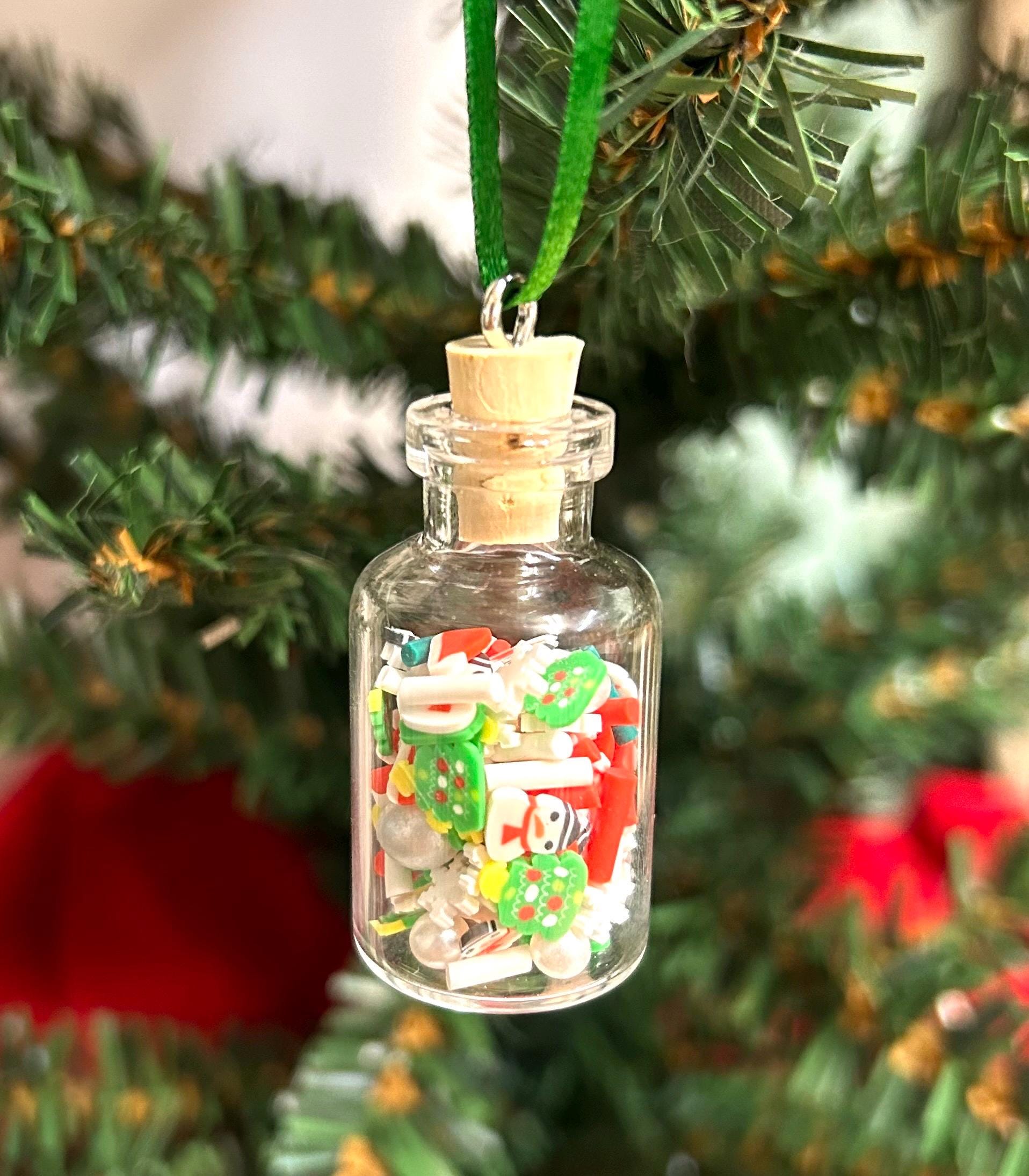 Tiny Bottle Ornament With Christmas Theme Objects, Holiday Gift or ...