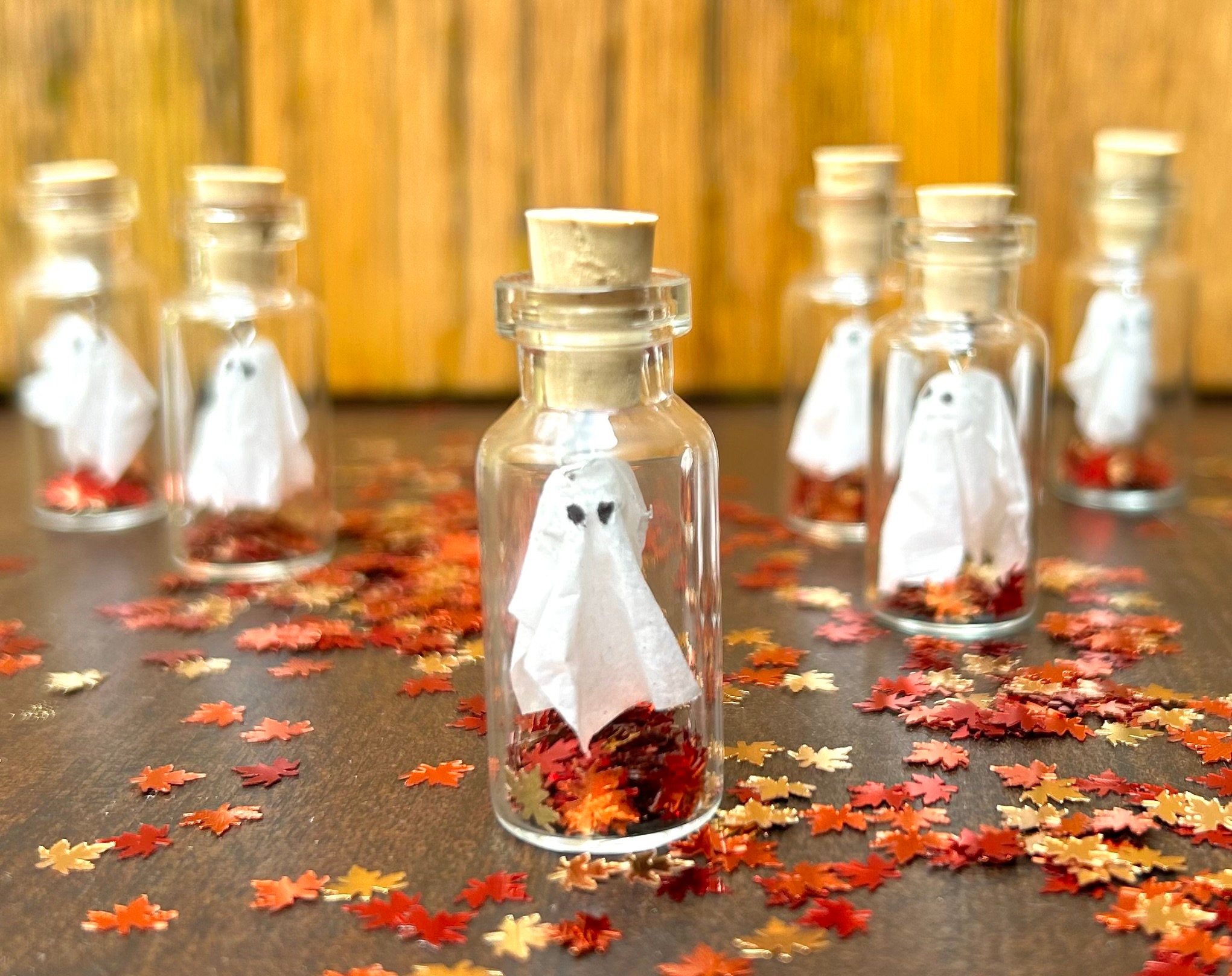 Tiny Bottle With Ghost and Leaves, Halloween or Fall Gift, Keepsake ...
