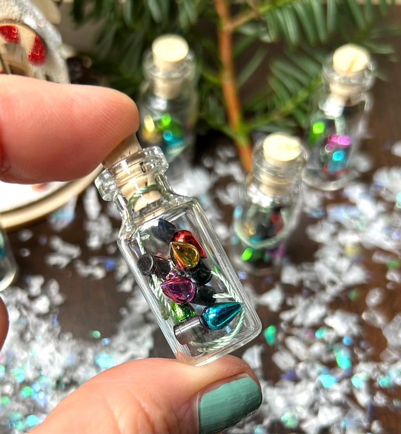 Tiny Bottle With String of Lights, Holiday Gift or Keepsake Collectible ...