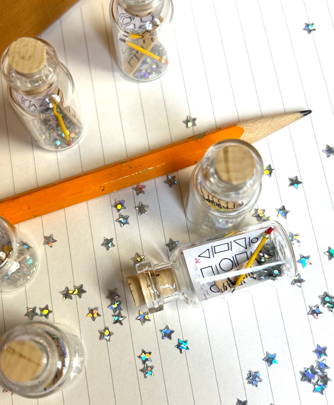 Tiny Bottle With Pencil, Ruler, and Homework Sheet, Teacher or Student ...