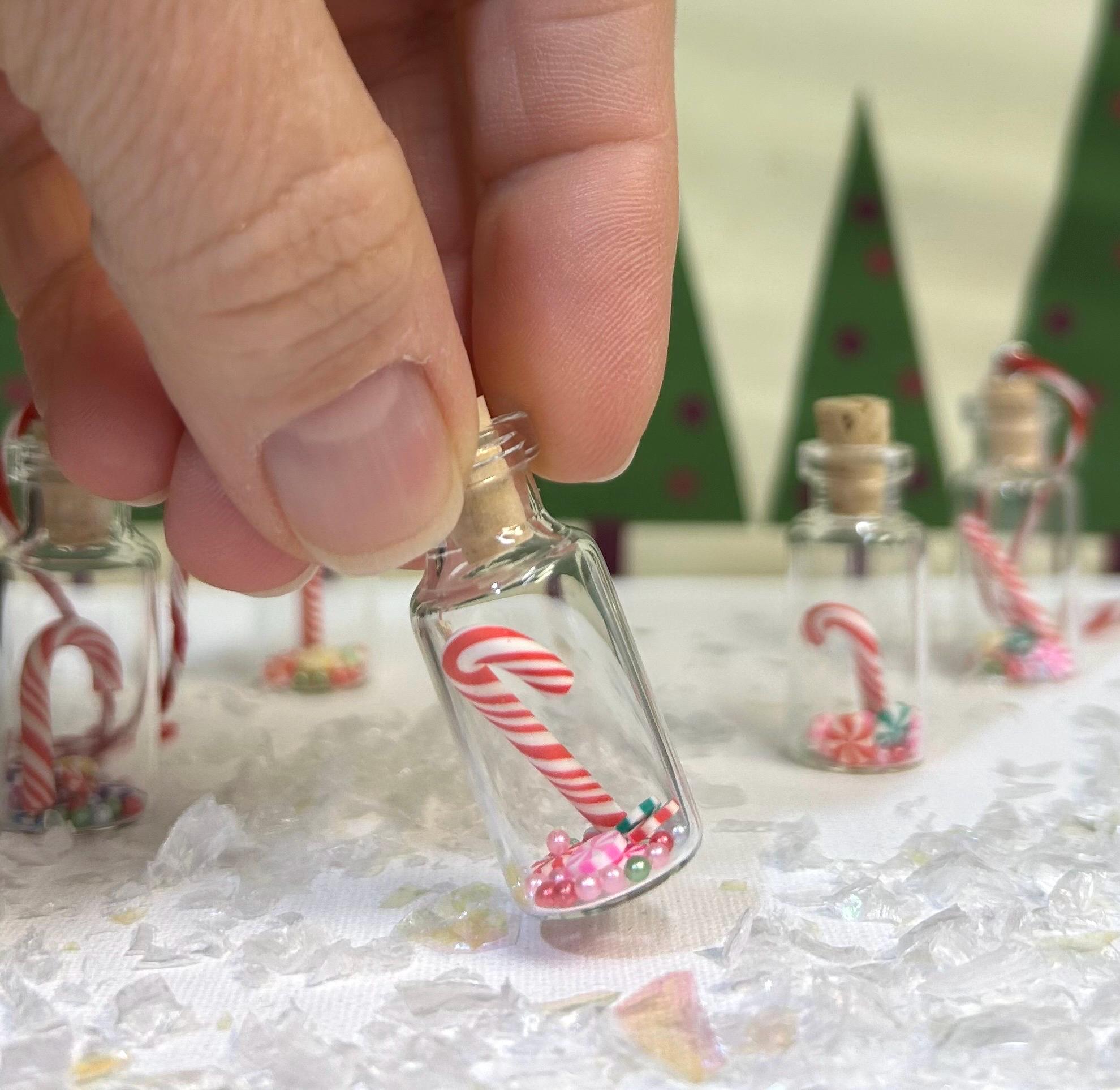 Tiny Bottle With Candy Cane and Candies, Holiday Gift or Keepsake ...