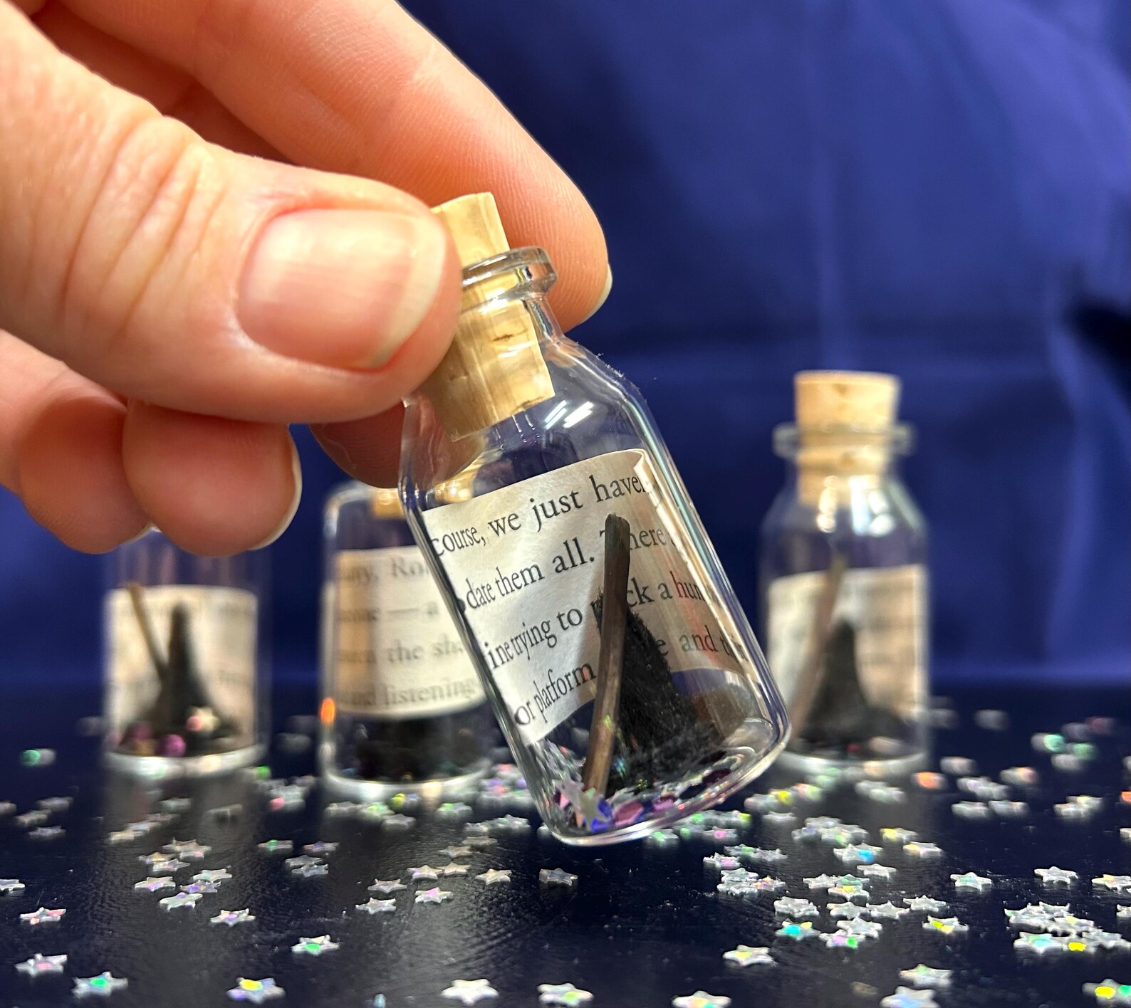 Tiny Wizard Bottle With Wand, Hat and Book Clipping, Keepsake Gift for ...