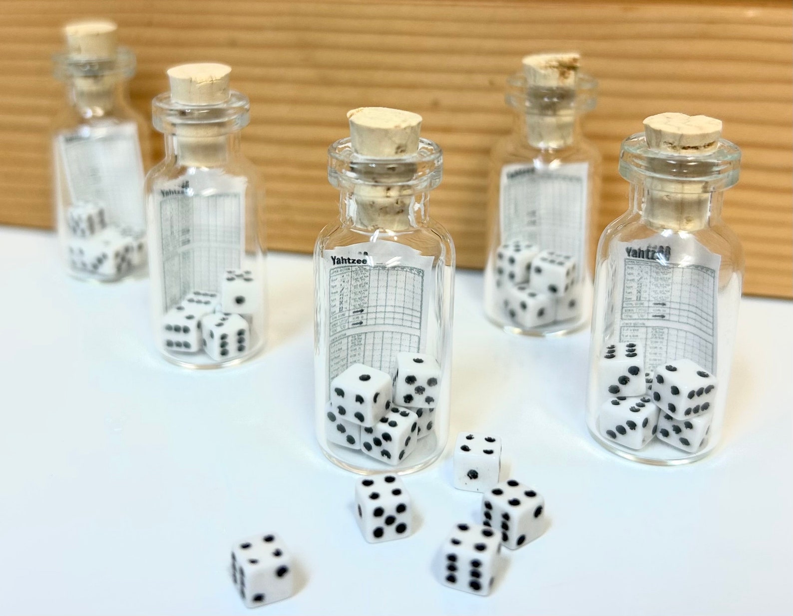 Tiny Bottle With Yahtzee Game Scoresheet and 5 Dice, Gift or Keepsake ...