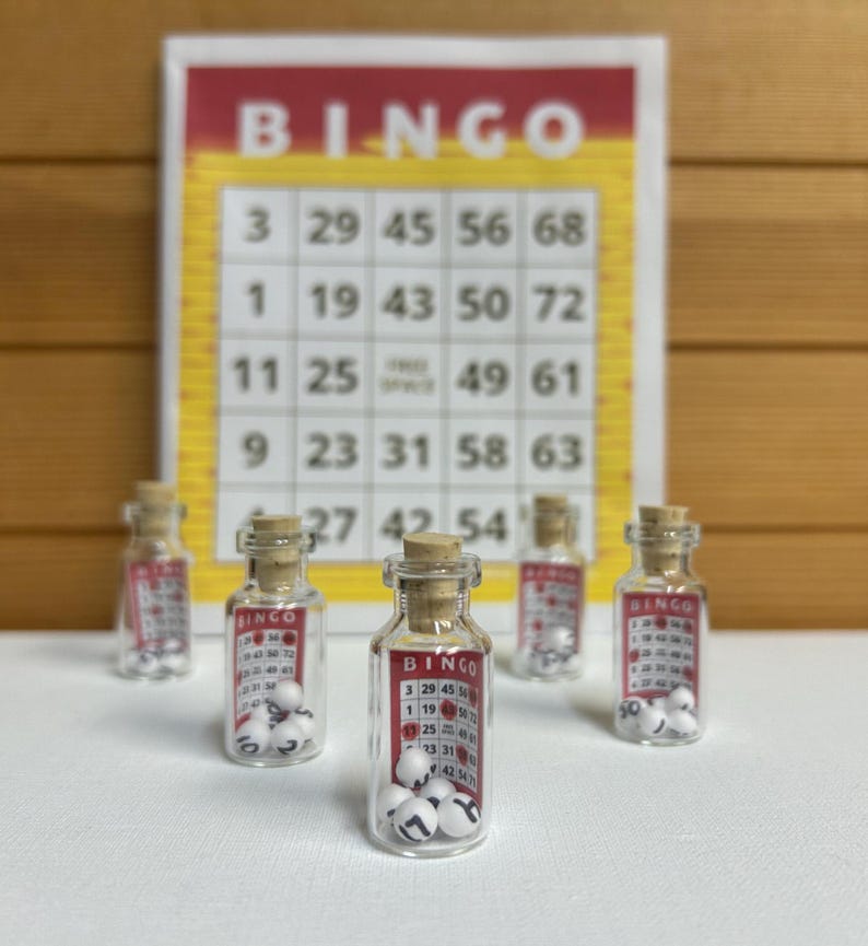 Tiny Bottle With Bingo Sheet and Numbered Balls, Gift or Keepsake ...