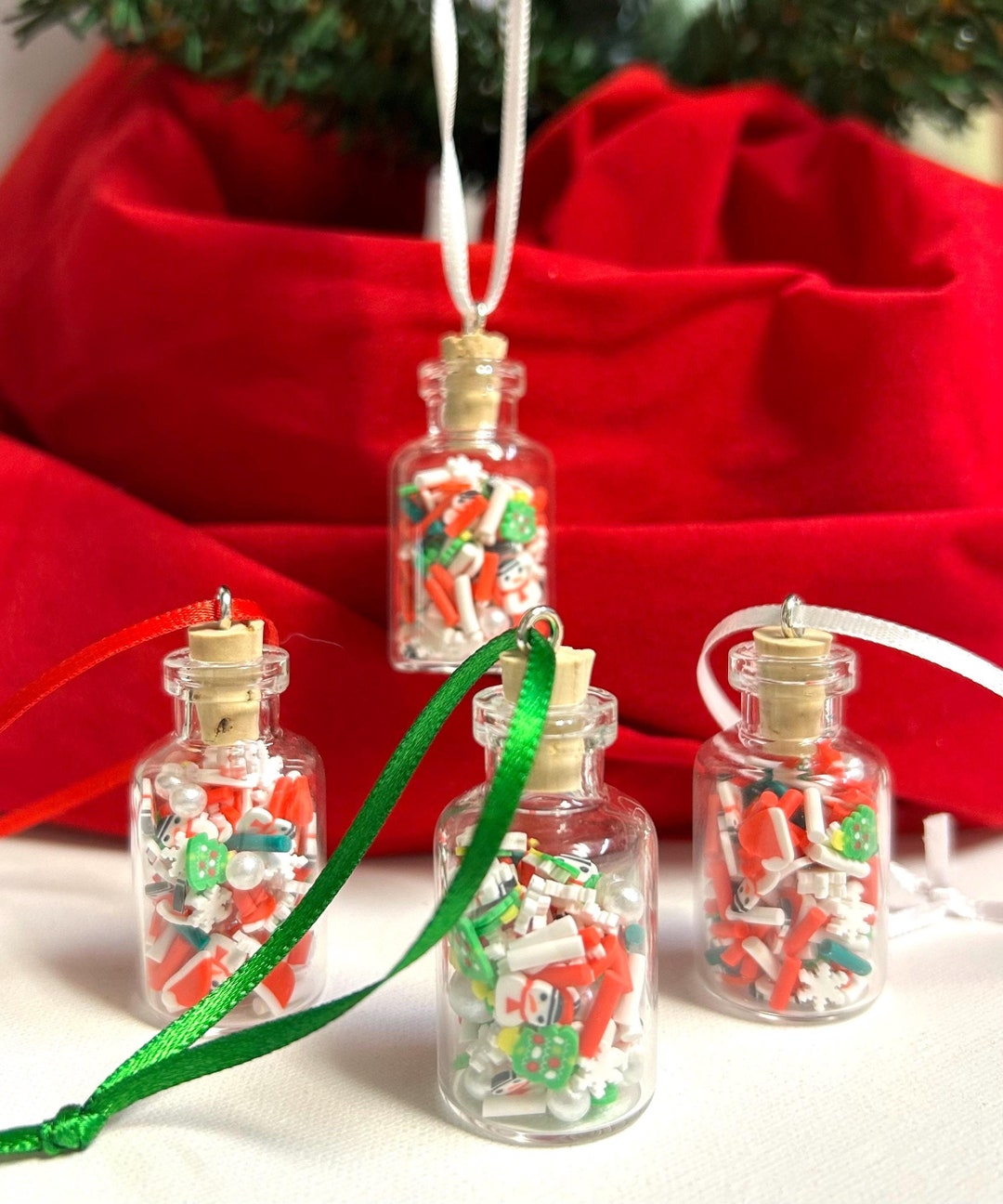Tiny Bottle Ornament With Christmas Theme Objects, Holiday Gift or ...
