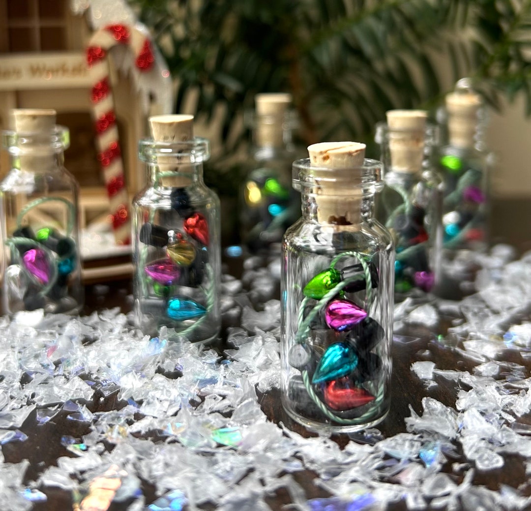 Tiny Bottle With String of Lights, Holiday Gift or Keepsake Collectible ...