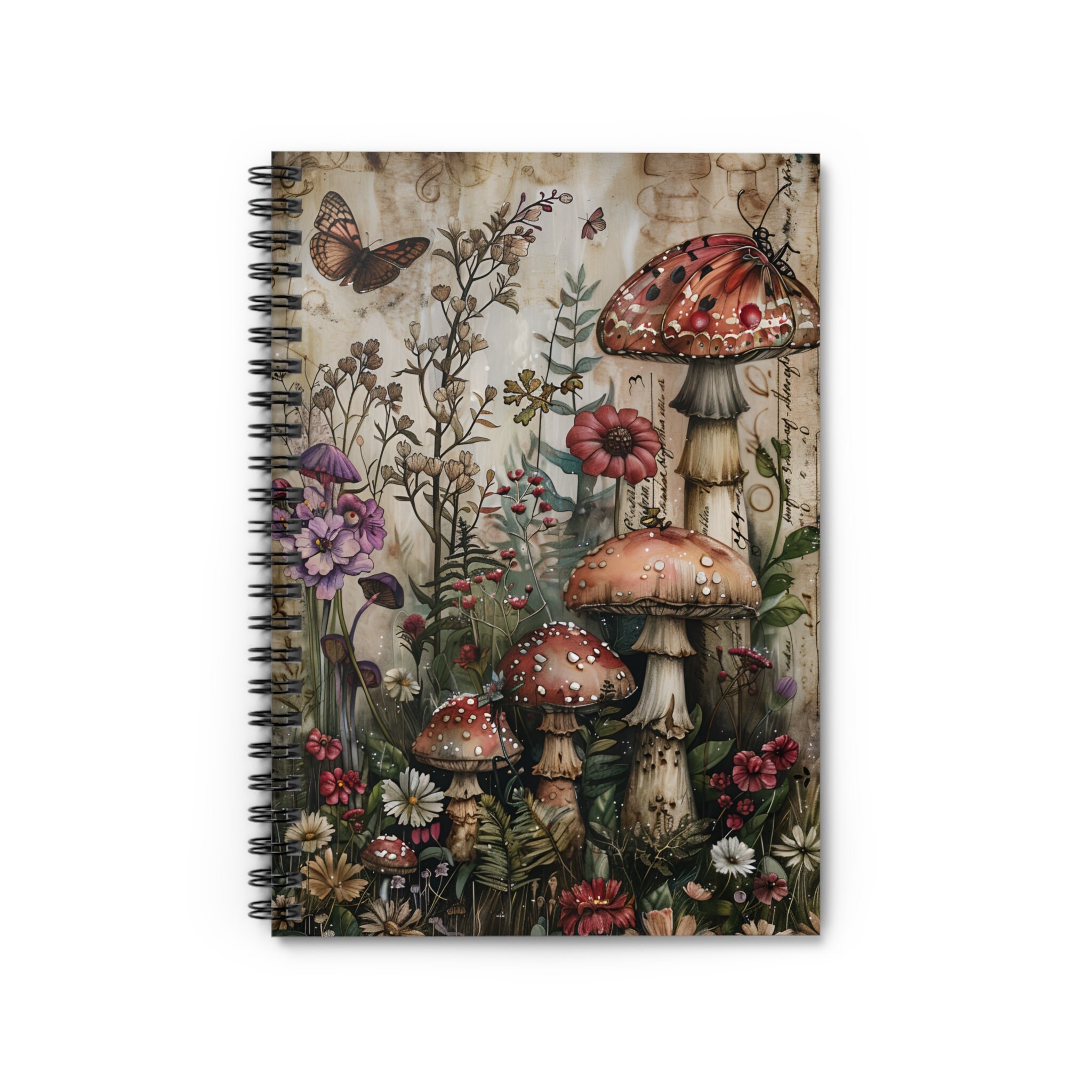 Cottagecore Spiral Notebook Botanical Nature Boho Notebook Mushroom ...