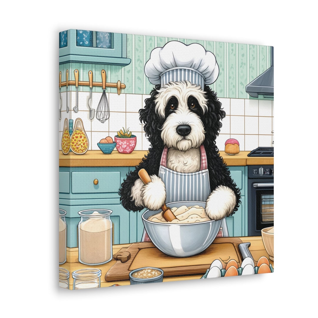 Bernedoodle Art Cooking Bernedoodle Drawing Perfect Gift for Dog Mom ...