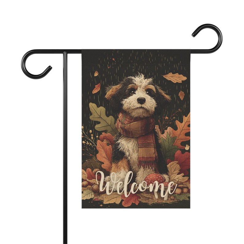 Bernedoodle Fall Welcome Flag, Outdoor Banner, Cute House Yard Greeting ...