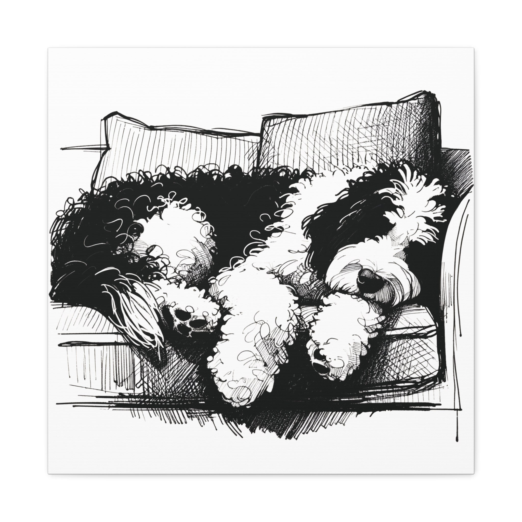 Bernedoodle Wall Art Bernedoodle Pencil Sketch Canvas Art Adorable Dog ...