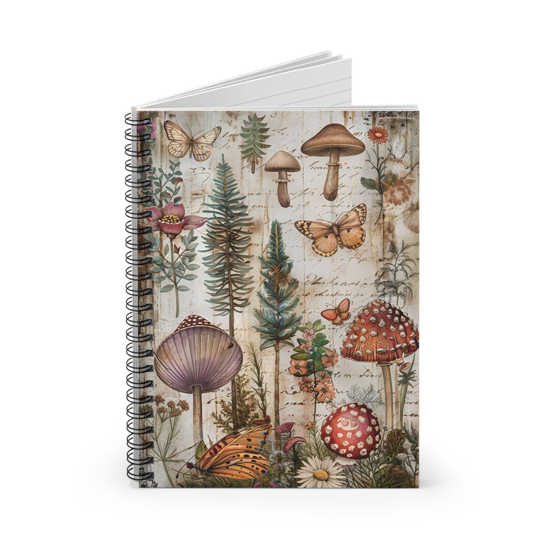 Cottagecore Spiral Notebook Botanical Nature Boho Notebook Mushroom ...