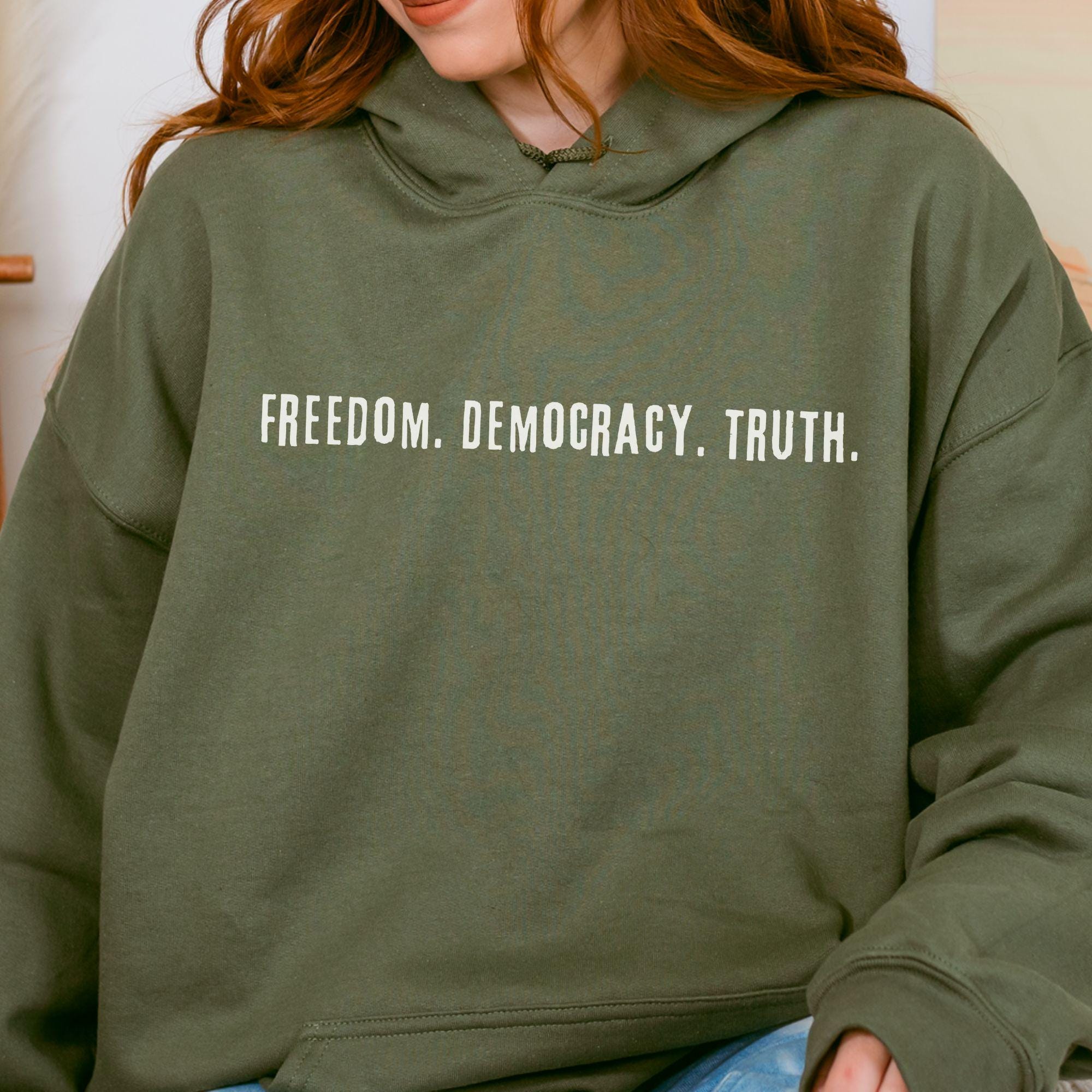 Freedom. Democracy. Truth. FDT Anti-trump Protest Hoodie Unisex Heavy ...