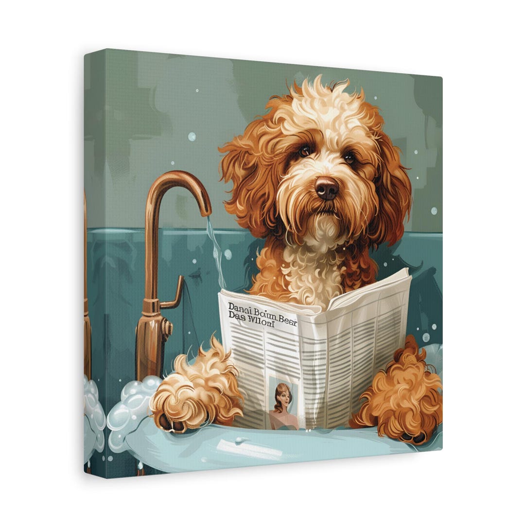 Funny Bernedoodle Art Bernedoodle Bathroom Canvas Art Doodle Mom Gift ...