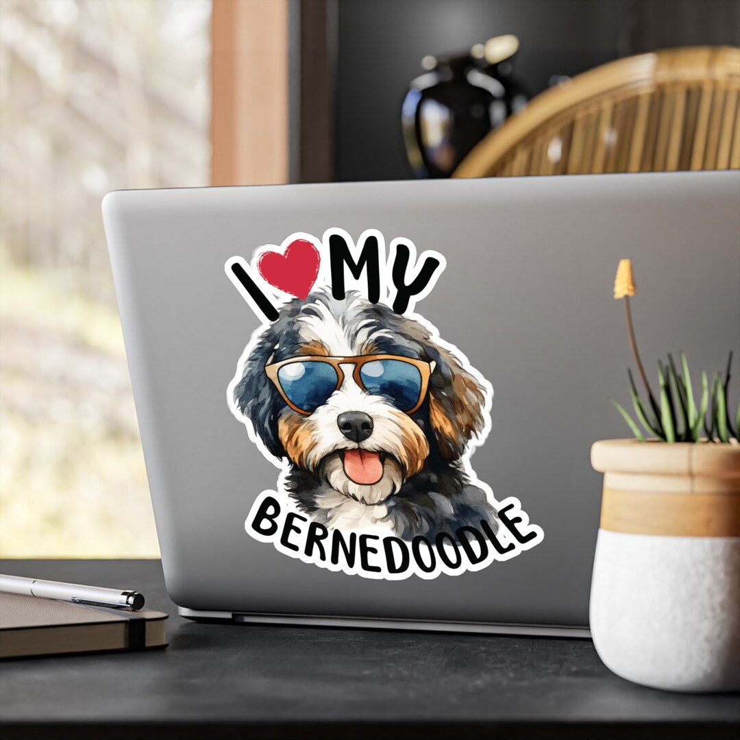 I Love My Bernedoodle Sticker, Vinyl Decal for Bernedoodle Lovers! Cute ...