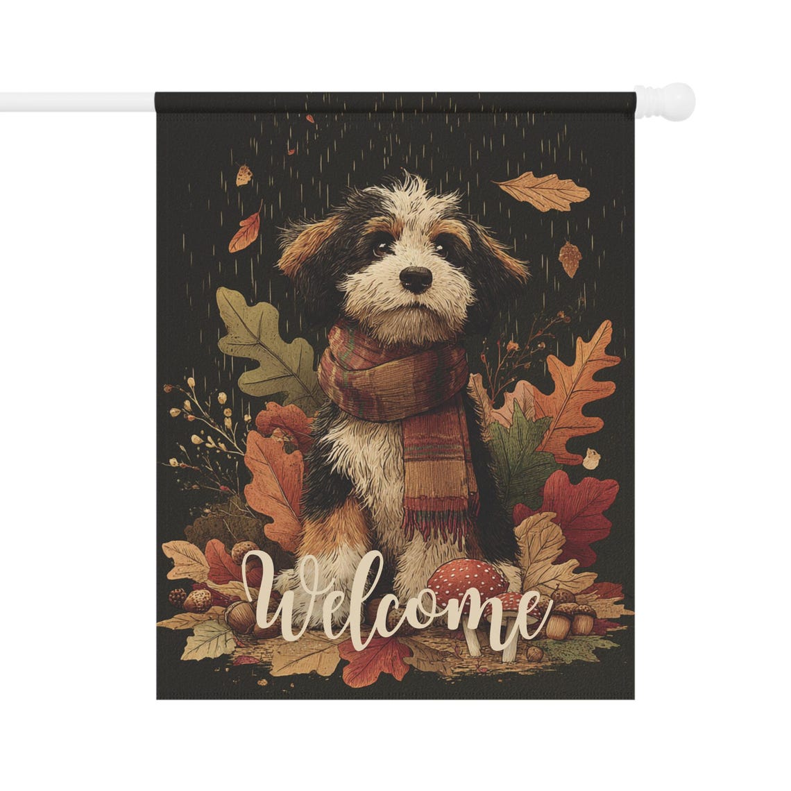 Bernedoodle Fall Welcome Flag, Outdoor Banner, Cute House Yard Greeting ...