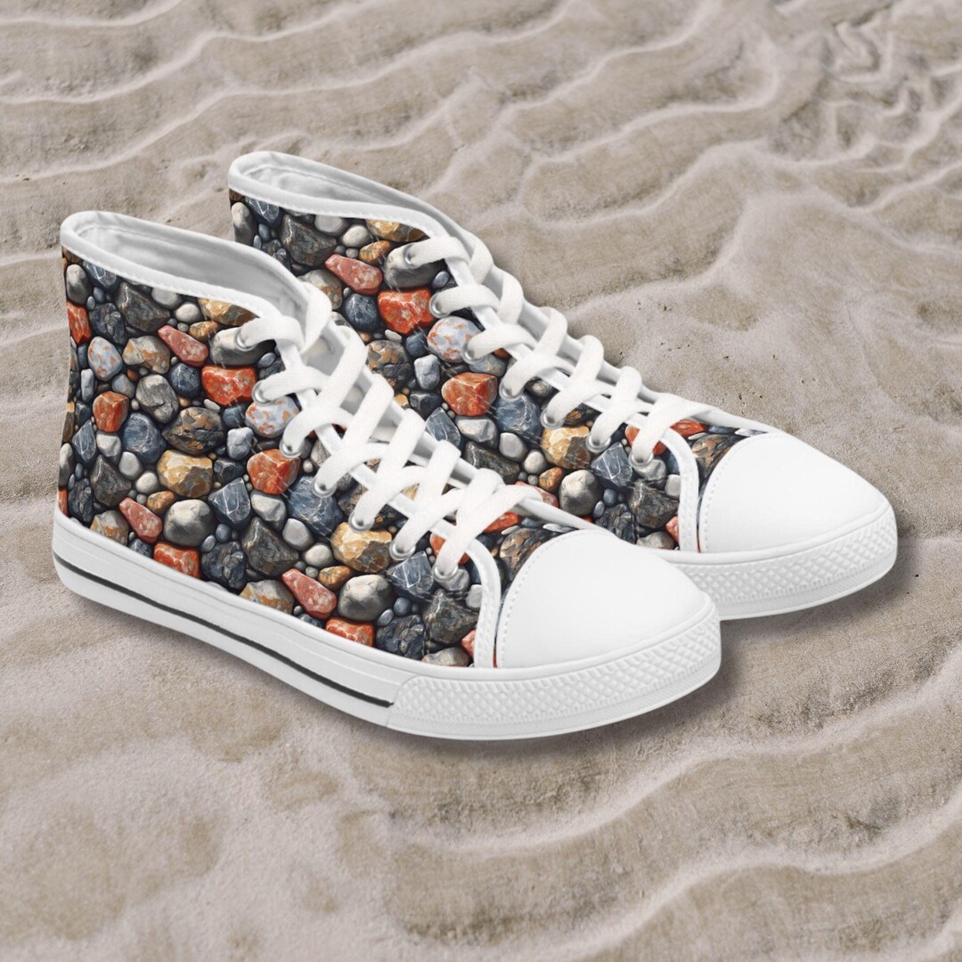 Rock Pattern High Top Sneakers Women's Rockhounding Shoes, Festival ...