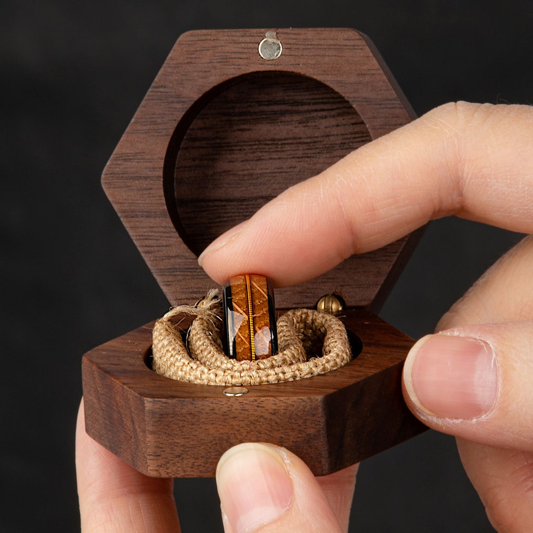 Custom Made Whiskey Barrel Ring Tungsten Meteorite 8mm Ring Whiskey ...