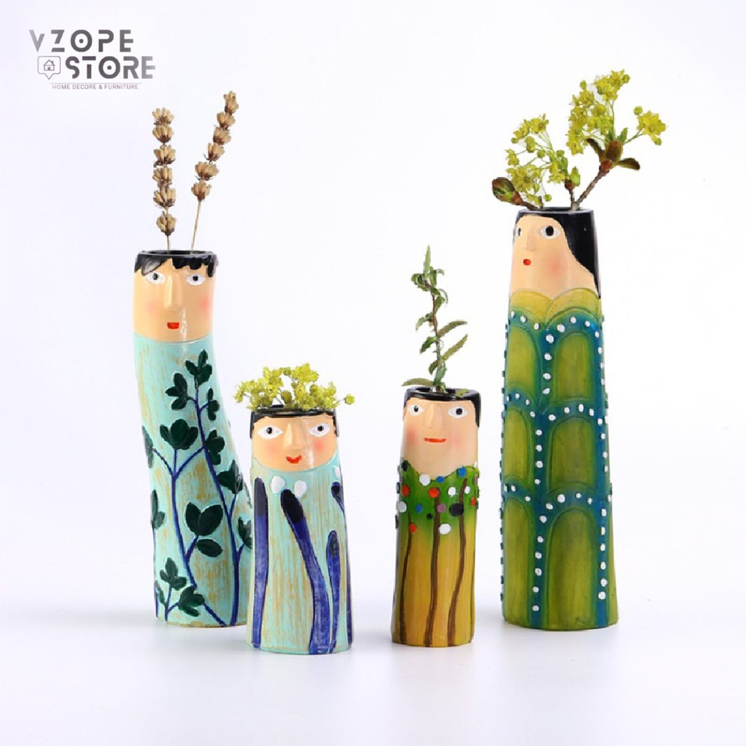 Spring Family Resin Vases for Pampass Grass,handpainted Dried Flower ...