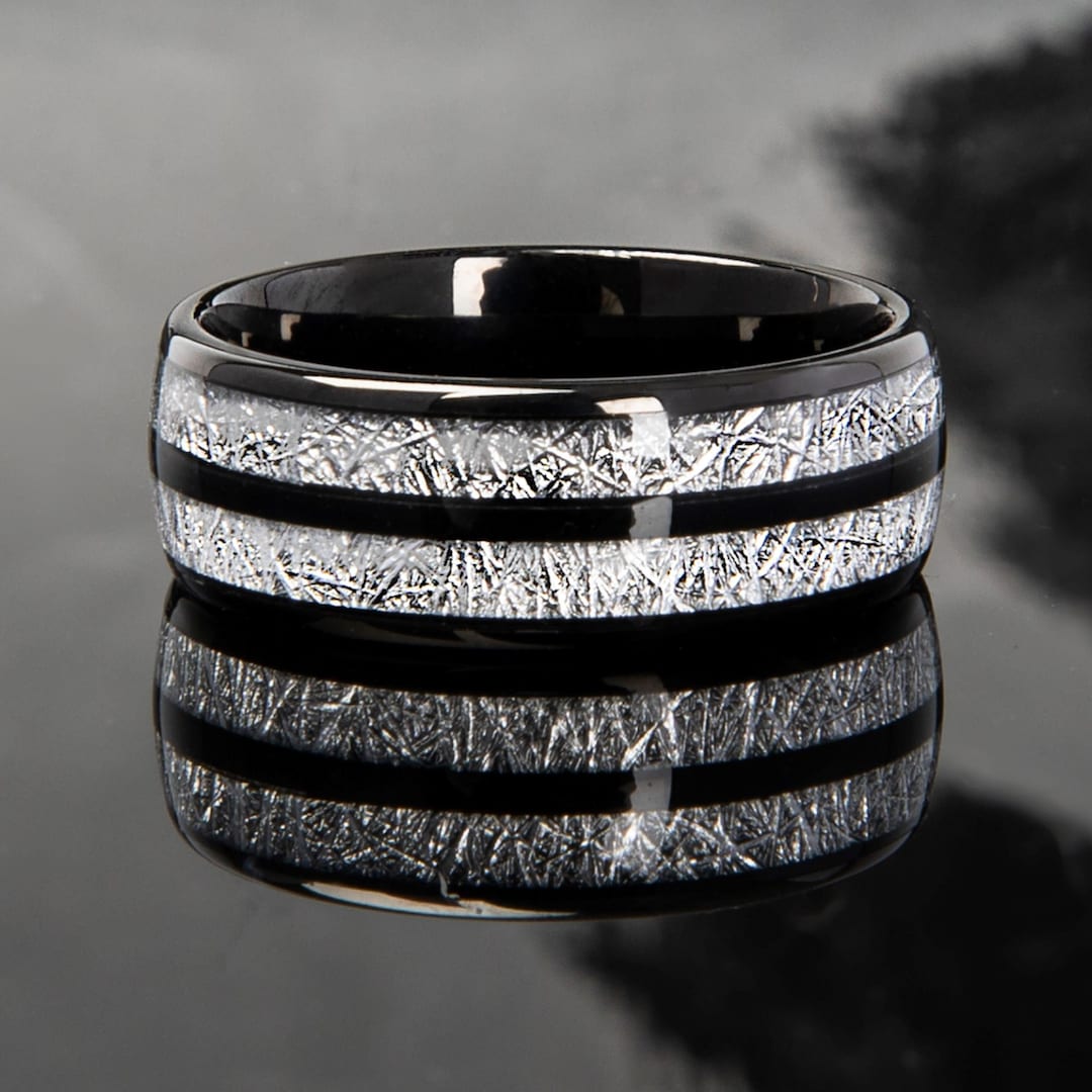 Elegant Meteorite Tungsten Ring for Wedding & Anniversary, 8mm Wide ...