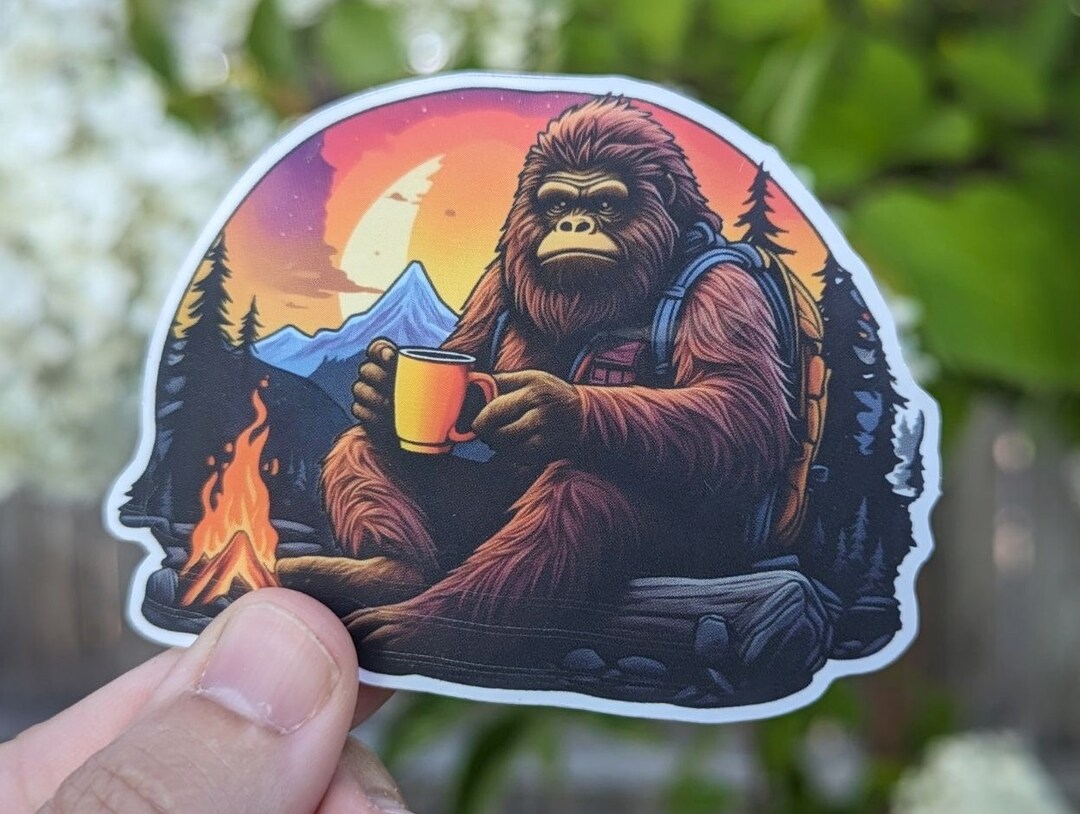 Sasquatch Camping PNW Vinyl Sticker - Etsy