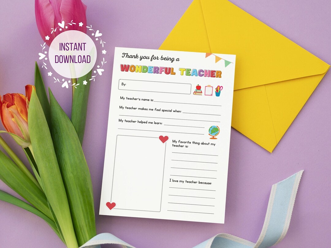 Teacher Appreciation Gift Printable, All About My Teacher Printable ...