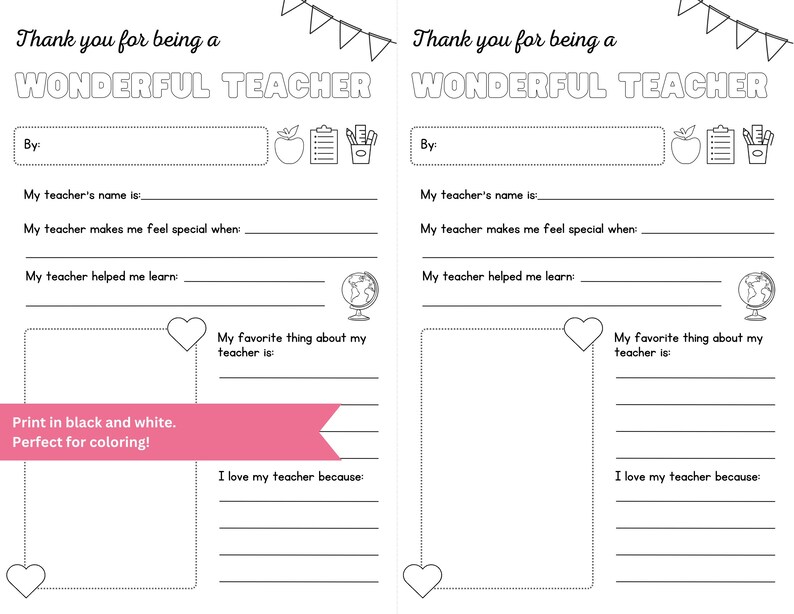 Teacher Appreciation Gift Printable, All About My Teacher Printable ...