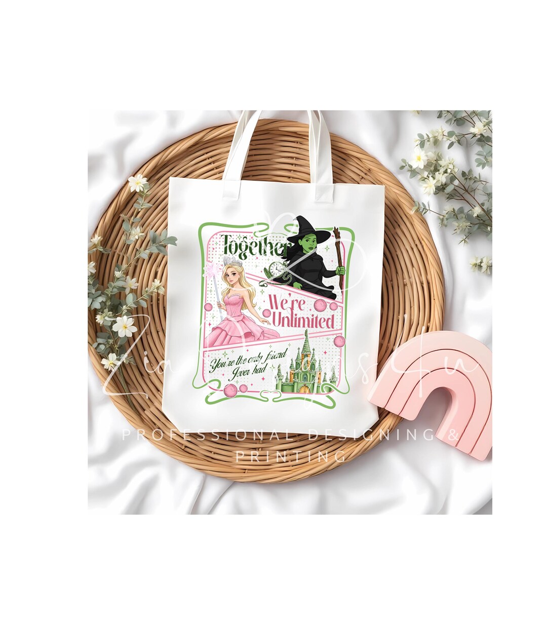 Wicked Inspired Tote Bag – Elphaba & Glinda Canvas Bag – Musical ...