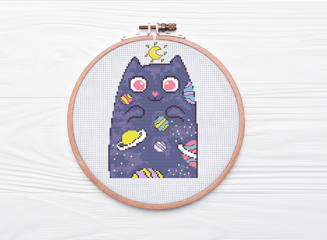 Cross Stitch Pattern PDF Cat From Space - Etsy