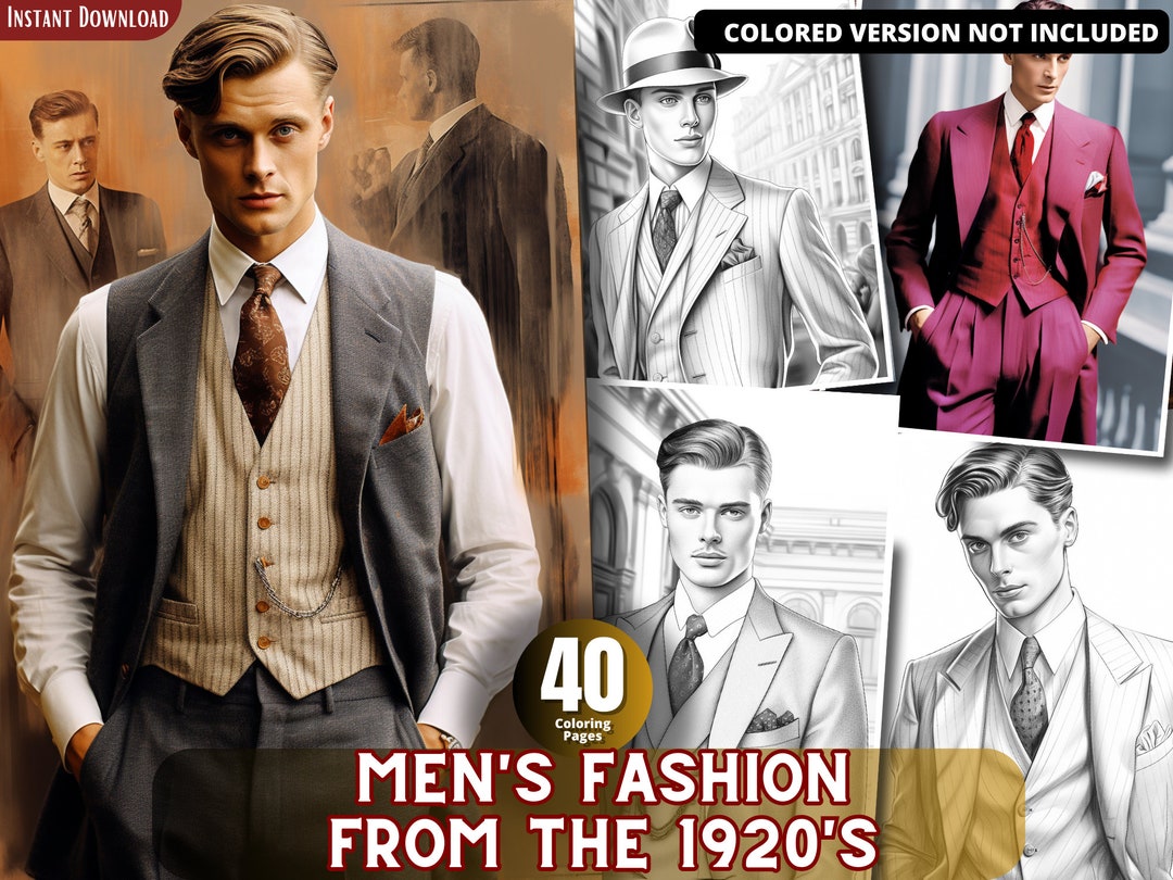 Men's Fashion Coloring Pages for Adults and for Kids Grayscale Coloring ...